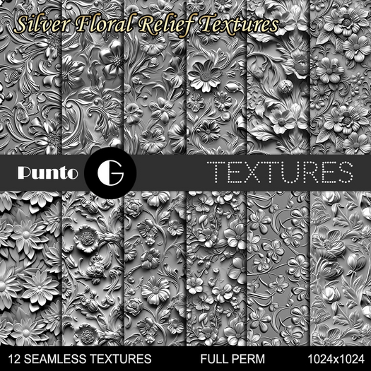Second Life Marketplace - Full Perm Textures - Silver Floral Relief